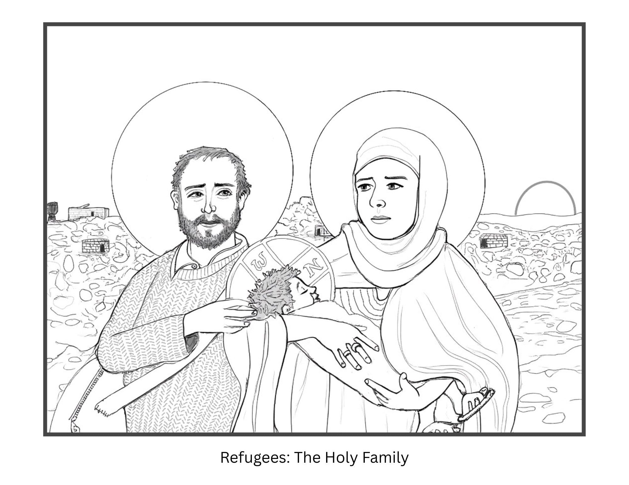 Refugees: The Holy Family Coloring Page – Kelly Latimore Icons