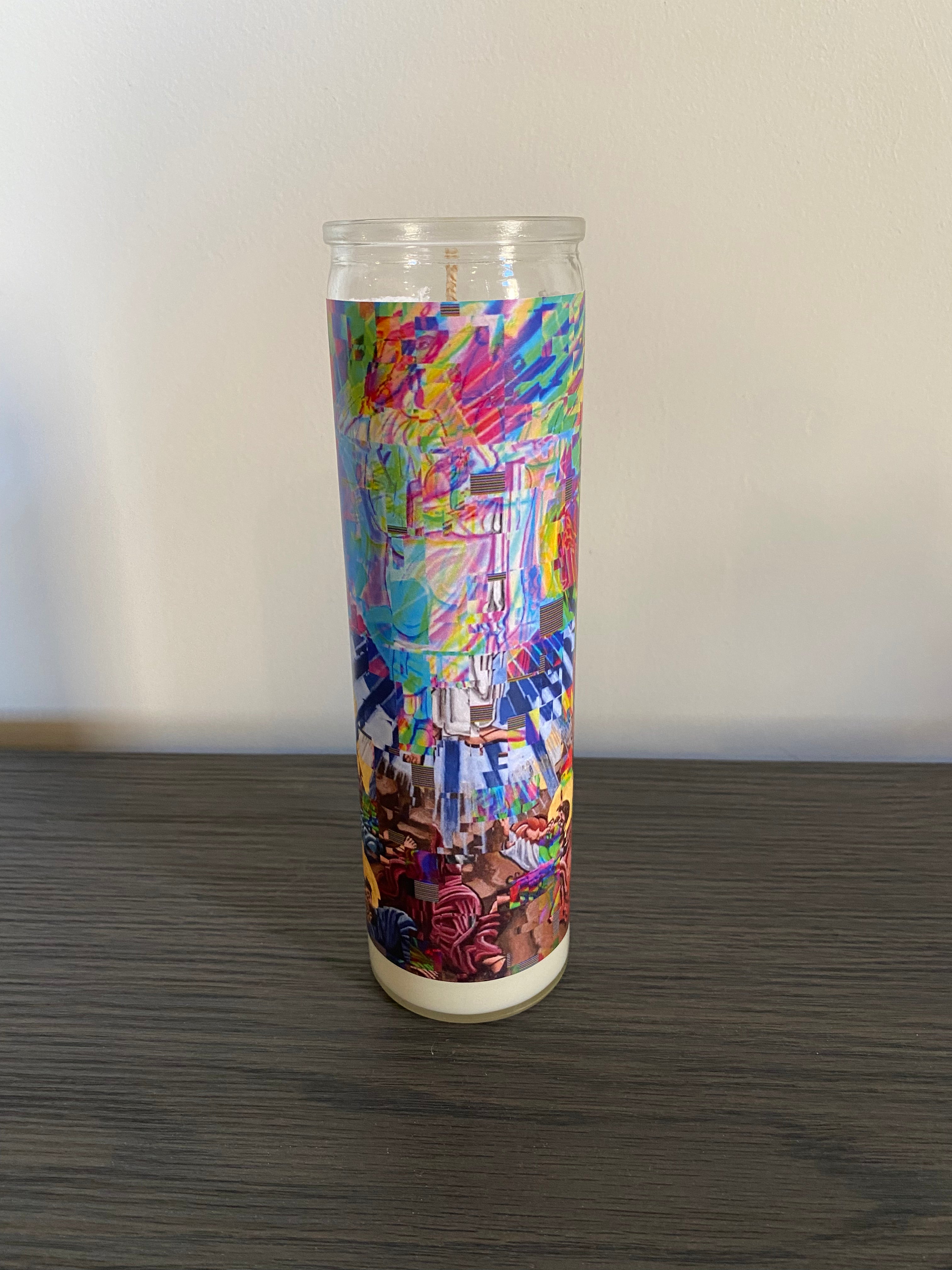 Glitch Transfiguration Prayer Candle – Kelly Latimore Icons